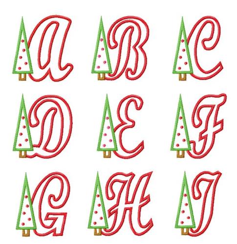 Christmas Tree Applique Font