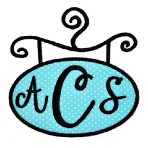 Oval Boutique Sign Applique Font Frame