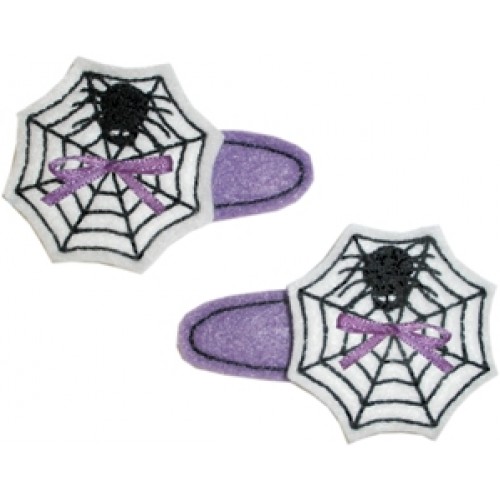 Fun Felts Spider Web Barette Snap Clip Covers