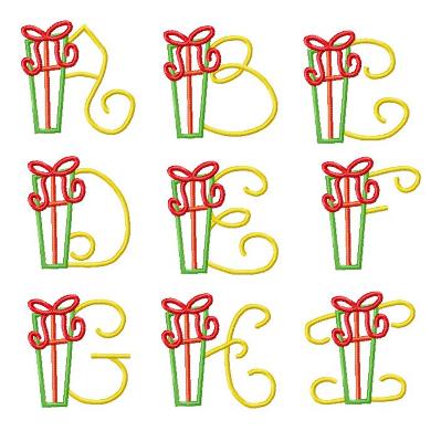 Gift Box Applique Font - BONUS Gift Tag!